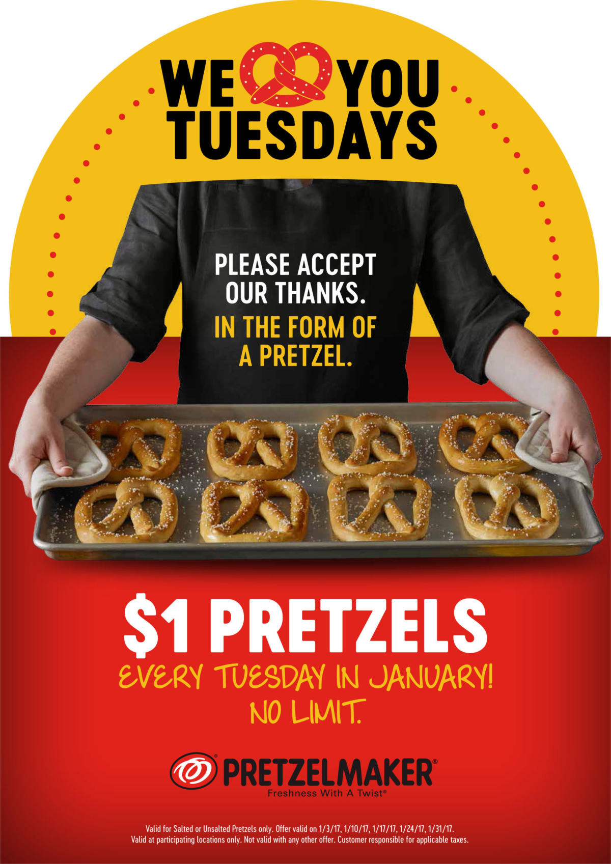 Pretzelmaker® Thanks Customers with $1 Pretzels Every Tuesday in ...
